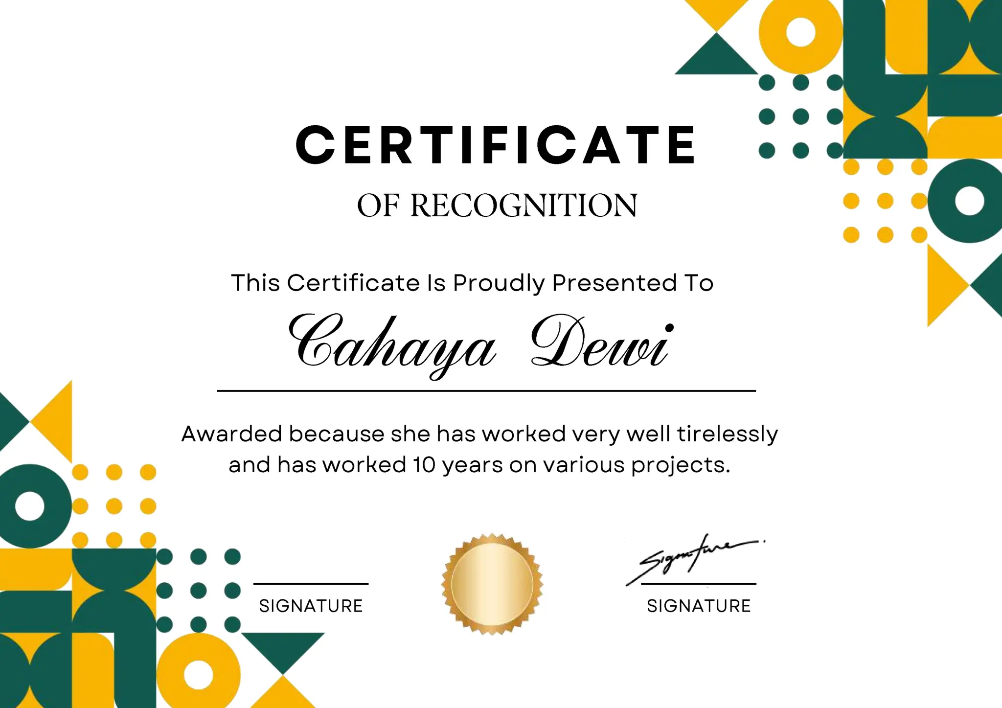 Yellow Green Geometry Recognition Certificate .pptx