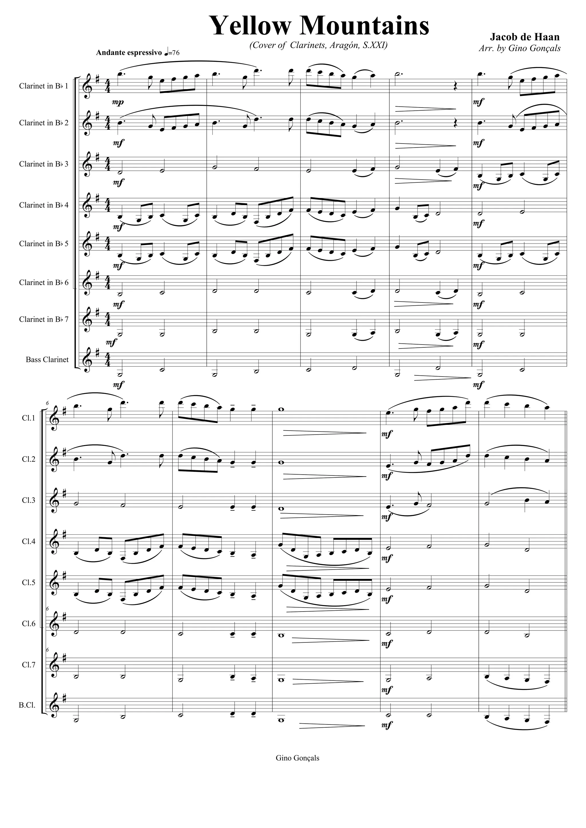 Yellow Mountains - Jacob de Haan - Set of Clarinets | PDF