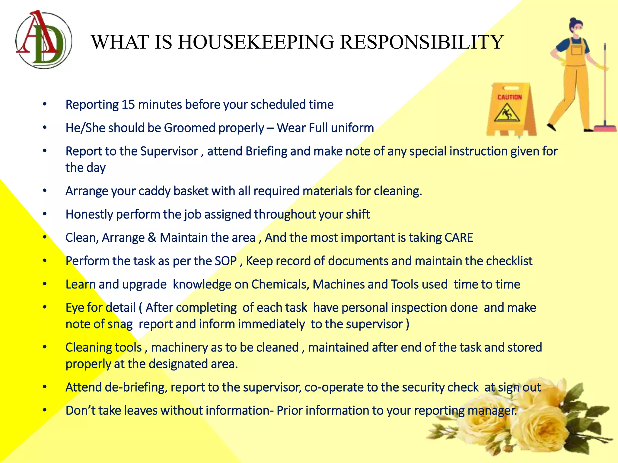 What is housekeeping responsibility | PPTX