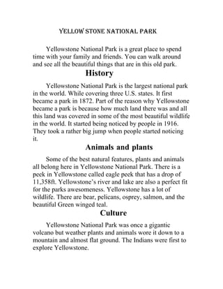 Yellow stone national park | PDF
