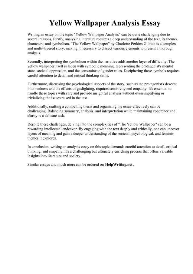 Yellow Wallpaper Analysis Essay.pdf