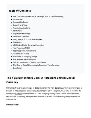 The YEM Benchmark Coin: A Paradigm Shift in Digital Currency | PDF