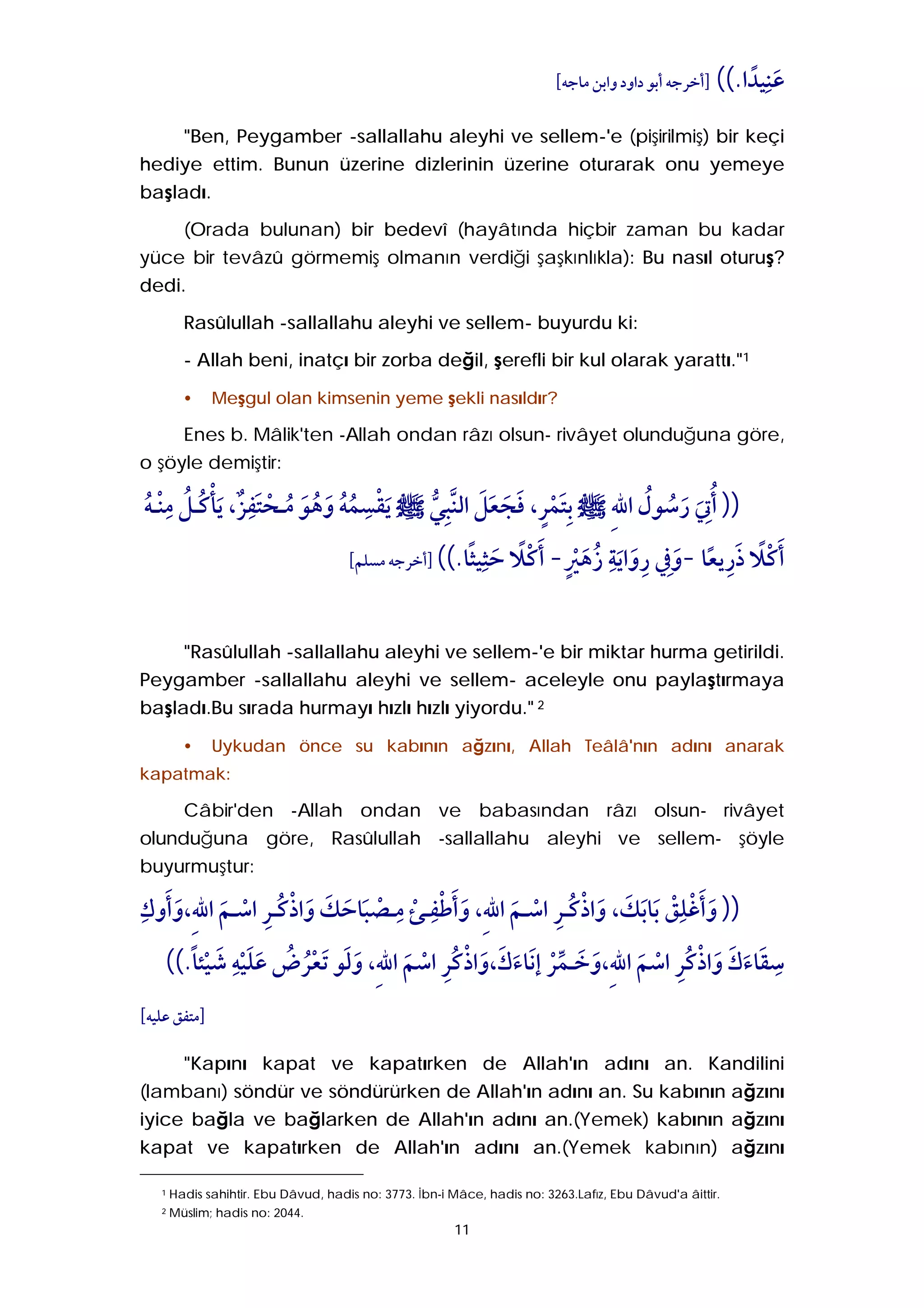 Yeme Ve Icme Adabi | PDF