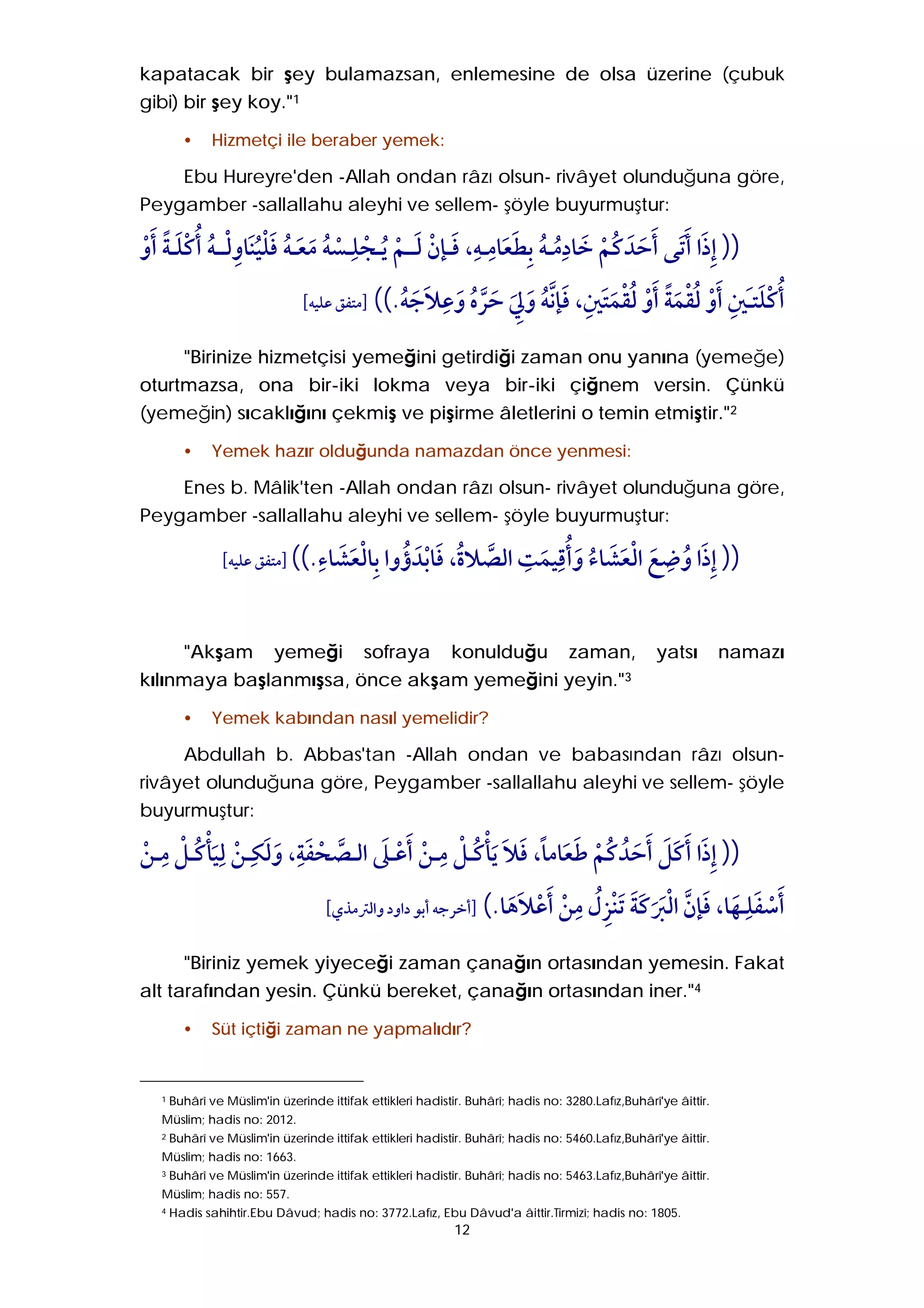 Yeme Ve Icme Adabi | PDF