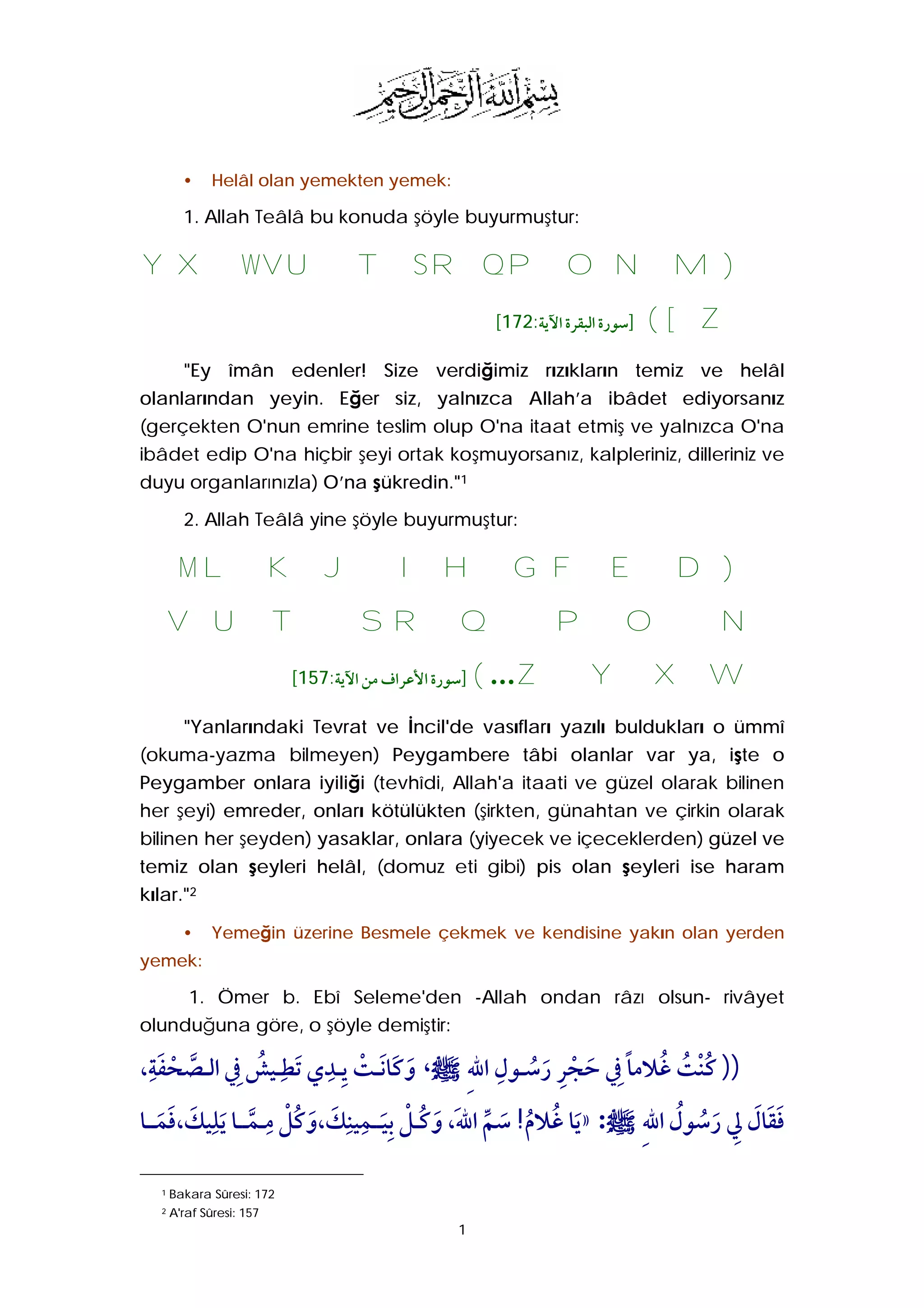 Yeme Ve Icme Adabi | PDF