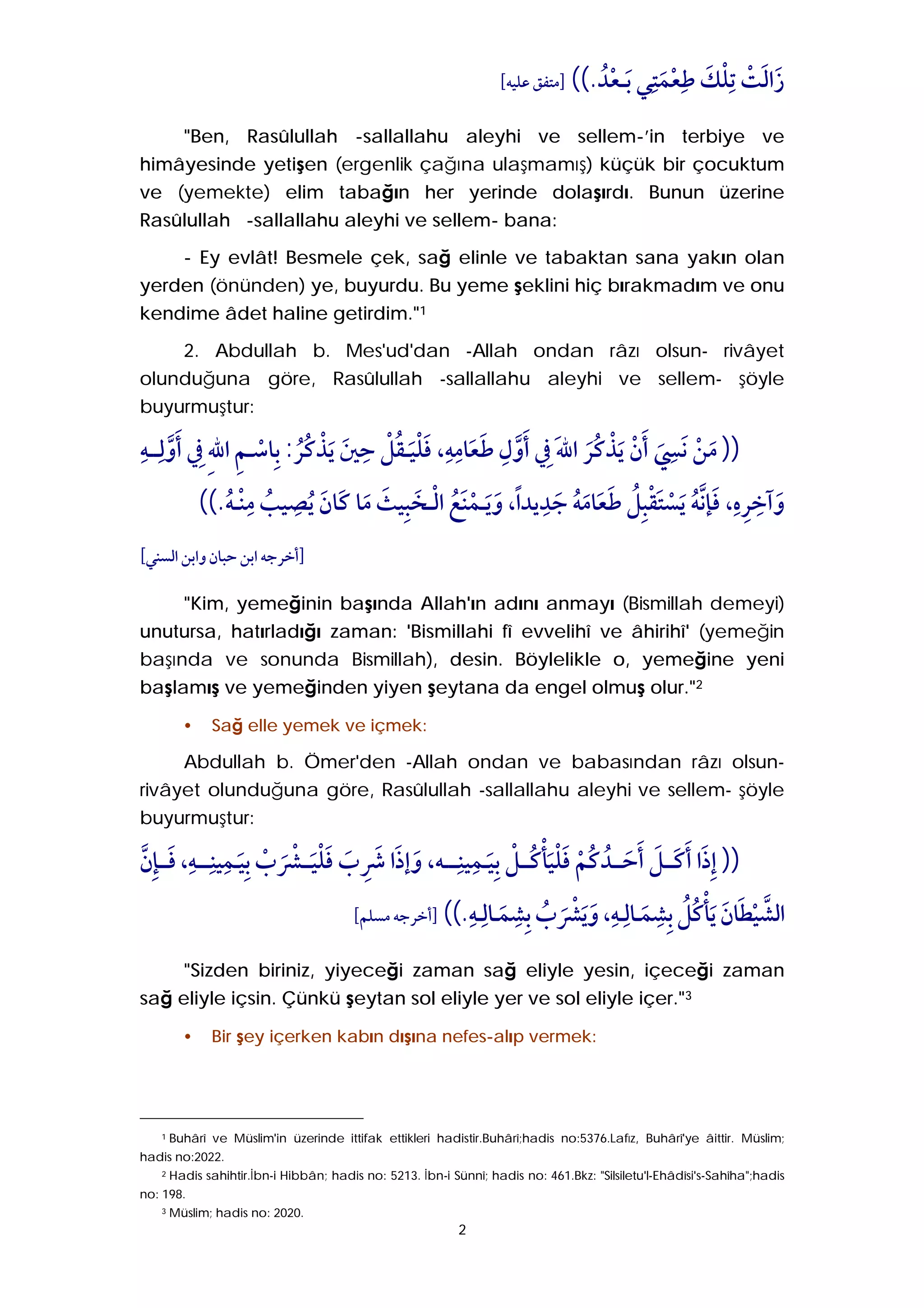 Yeme Ve Icme Adabi | PDF