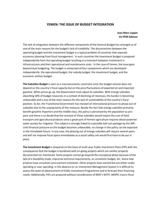Yemen: budget integration | PDF