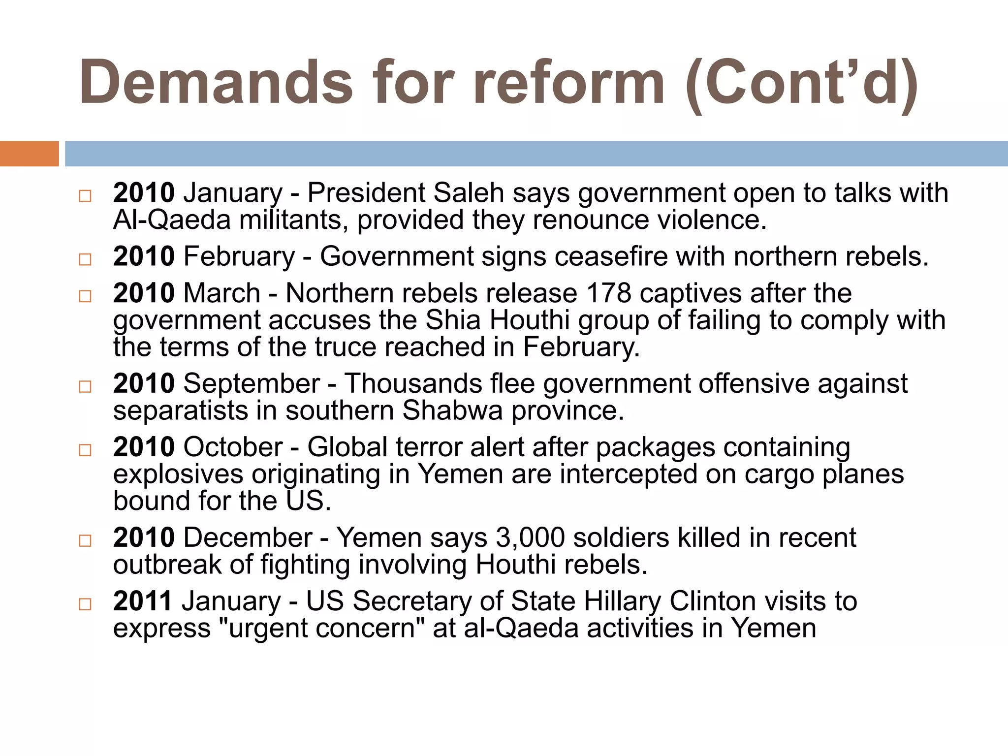 Yemen conflict Timeline | PPTX