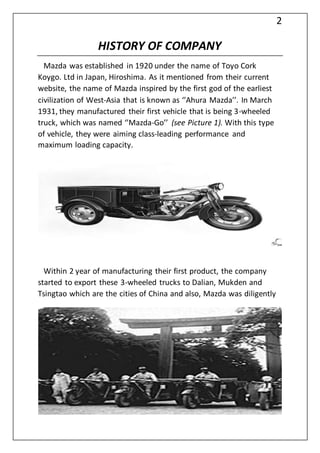 Hıstory of Mazda Motor Corporation | DOCX