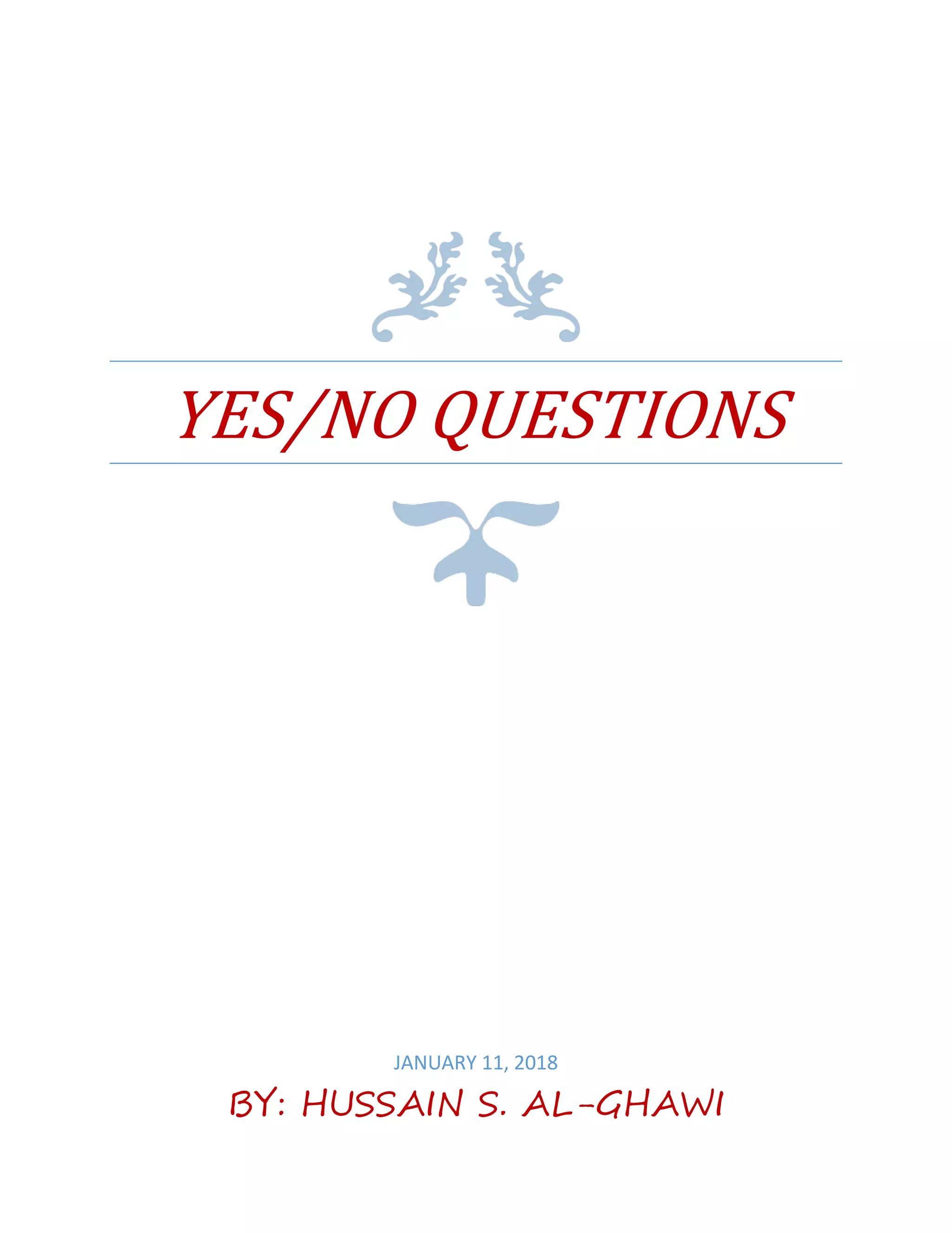 Yes/No Question examples (by: Hussain Alghawi) | PDF