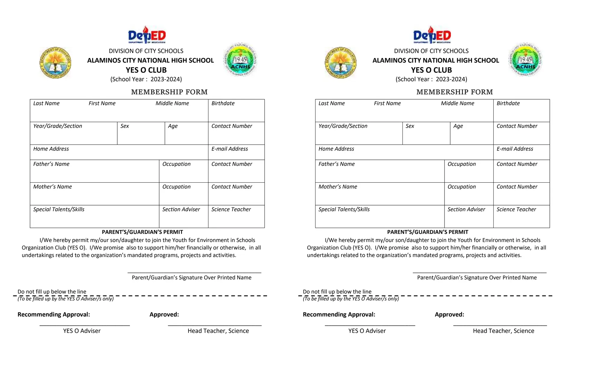 YES-O-Membership-Form for Junior High School Students.docx