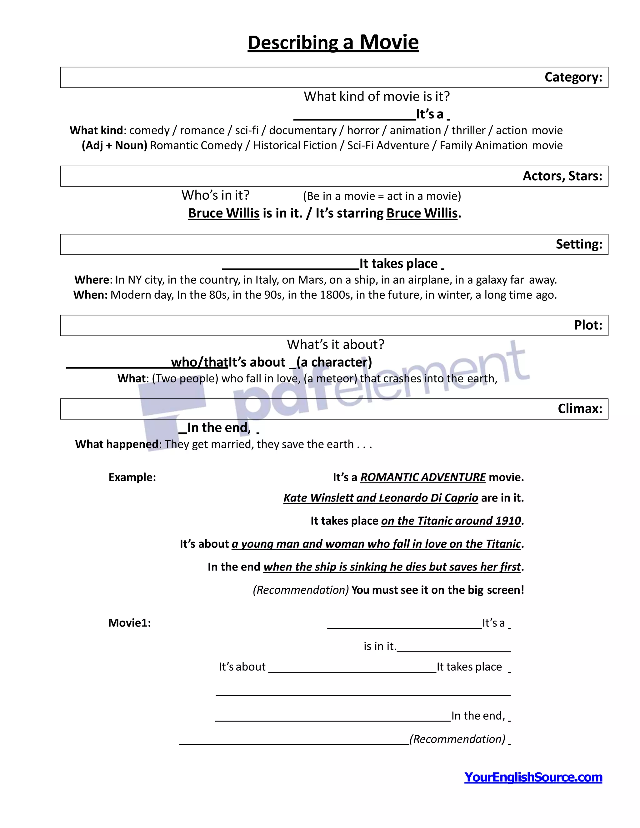 Lesson - At the movies | PPTX