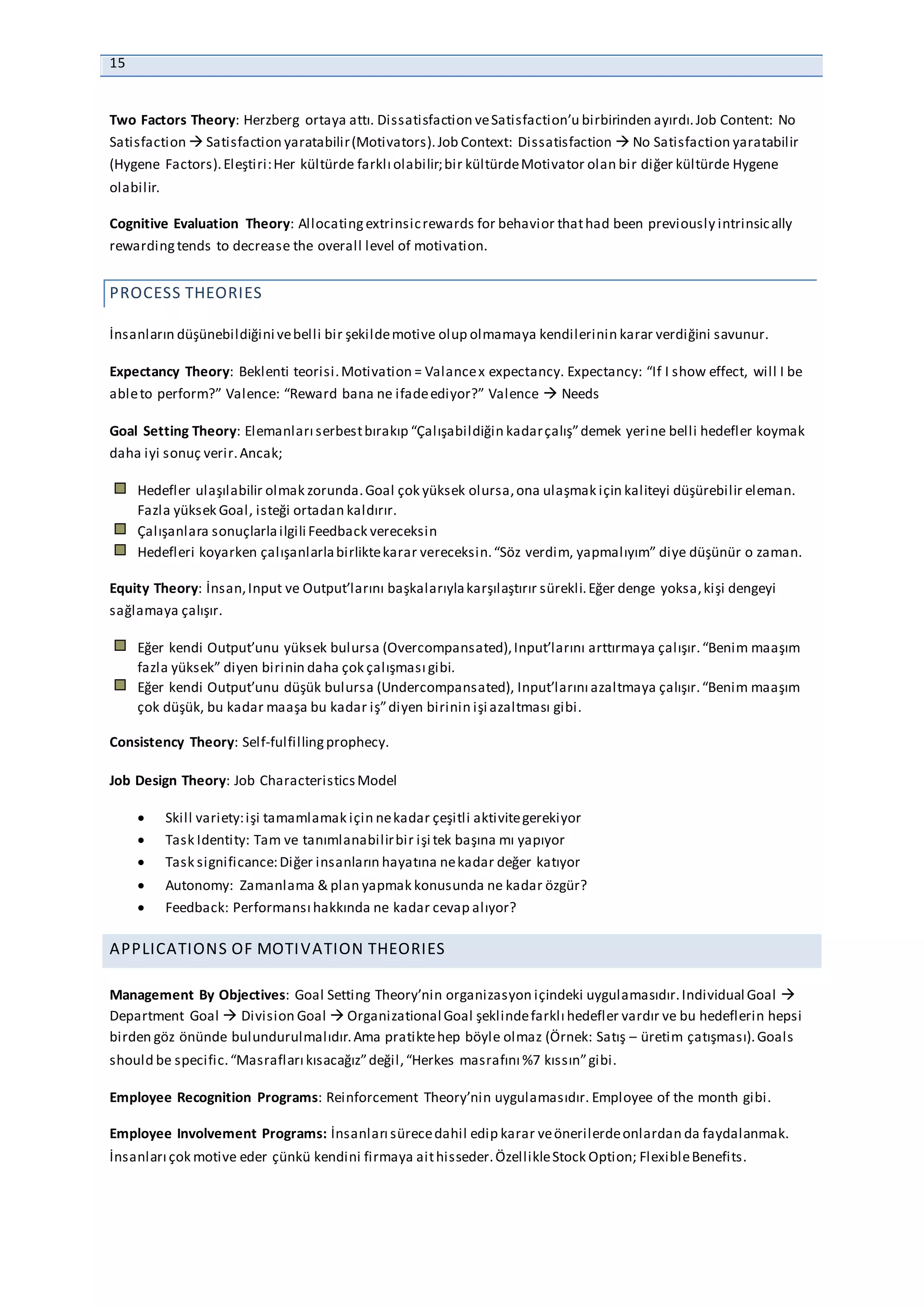 Organizational Behavior - Genel özet | DOCX