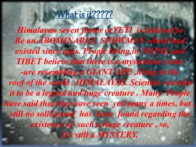 Yeti | PPT | Free Download