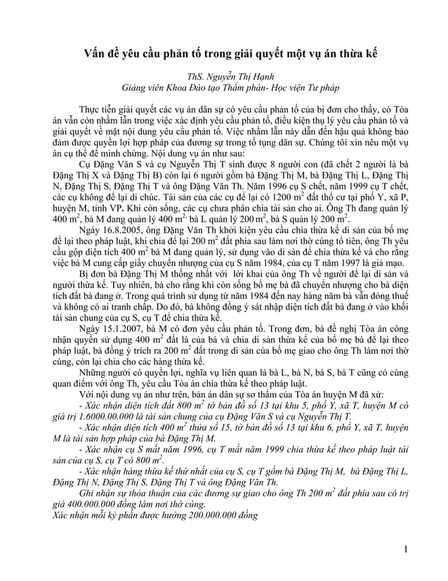 Yeu cau phan to trong an thua ke | PDF