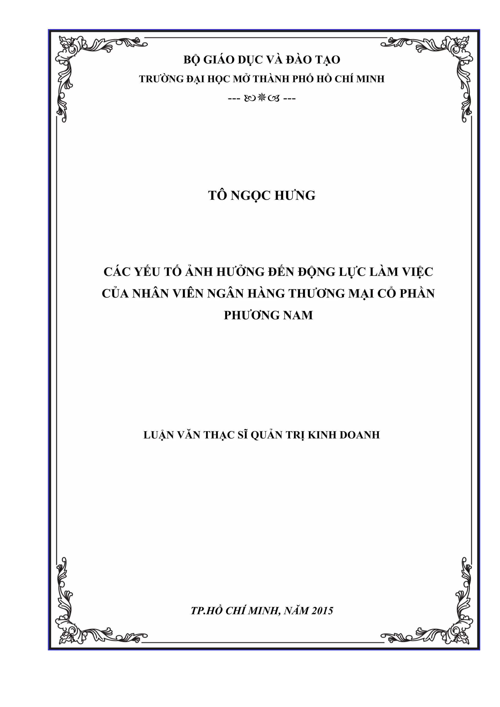 Yếu tố ảnh hưởng đến động lực làm việc của nhân viên ngân hàng | PDF