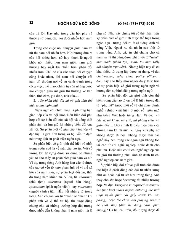 Yeu to gioi tinh trong giao tiep | PDF