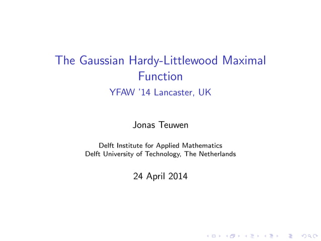 The Gaussian Hardy-Littlewood Maximal Function | PPT