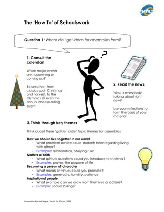 YFC Ideas for assemblies | DOC