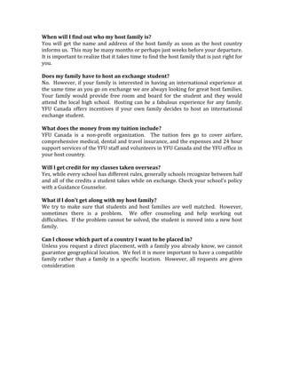 YFU Interest Form | DOC | Secondary Education | Education