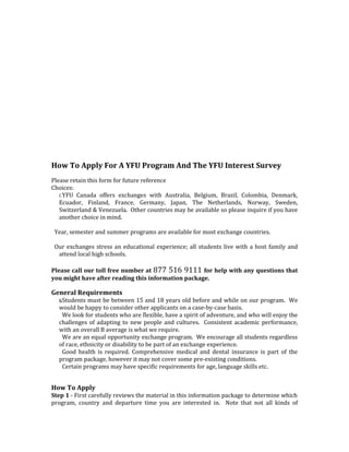 YFU Interest Form | DOC | Secondary Education | Education