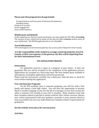 YFU Interest Form | DOC | Secondary Education | Education