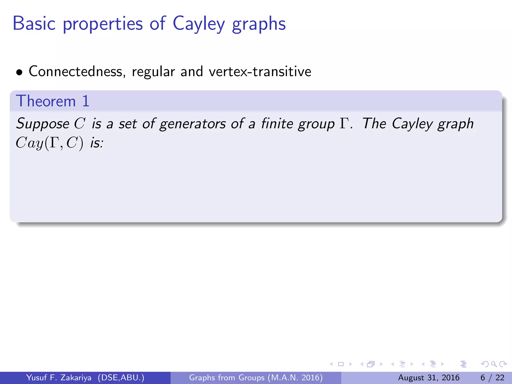 Graphs from Finite Groups: An Overview | PPT