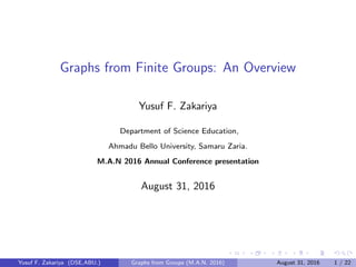 Graphs from Finite Groups: An Overview | PPT