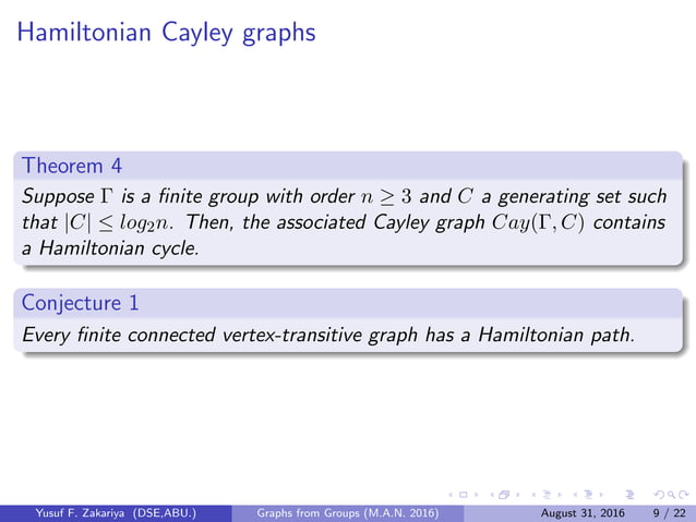Graphs From Finite Groups An Overview Pdf Physics Science