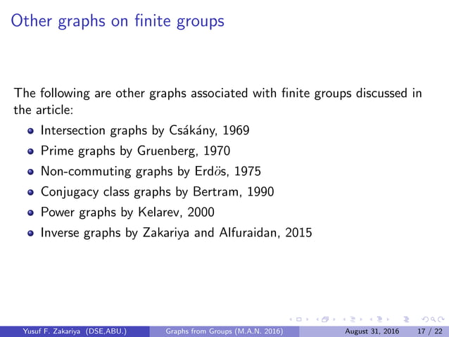 Graphs from Finite Groups: An Overview | PDF | Physics | Science