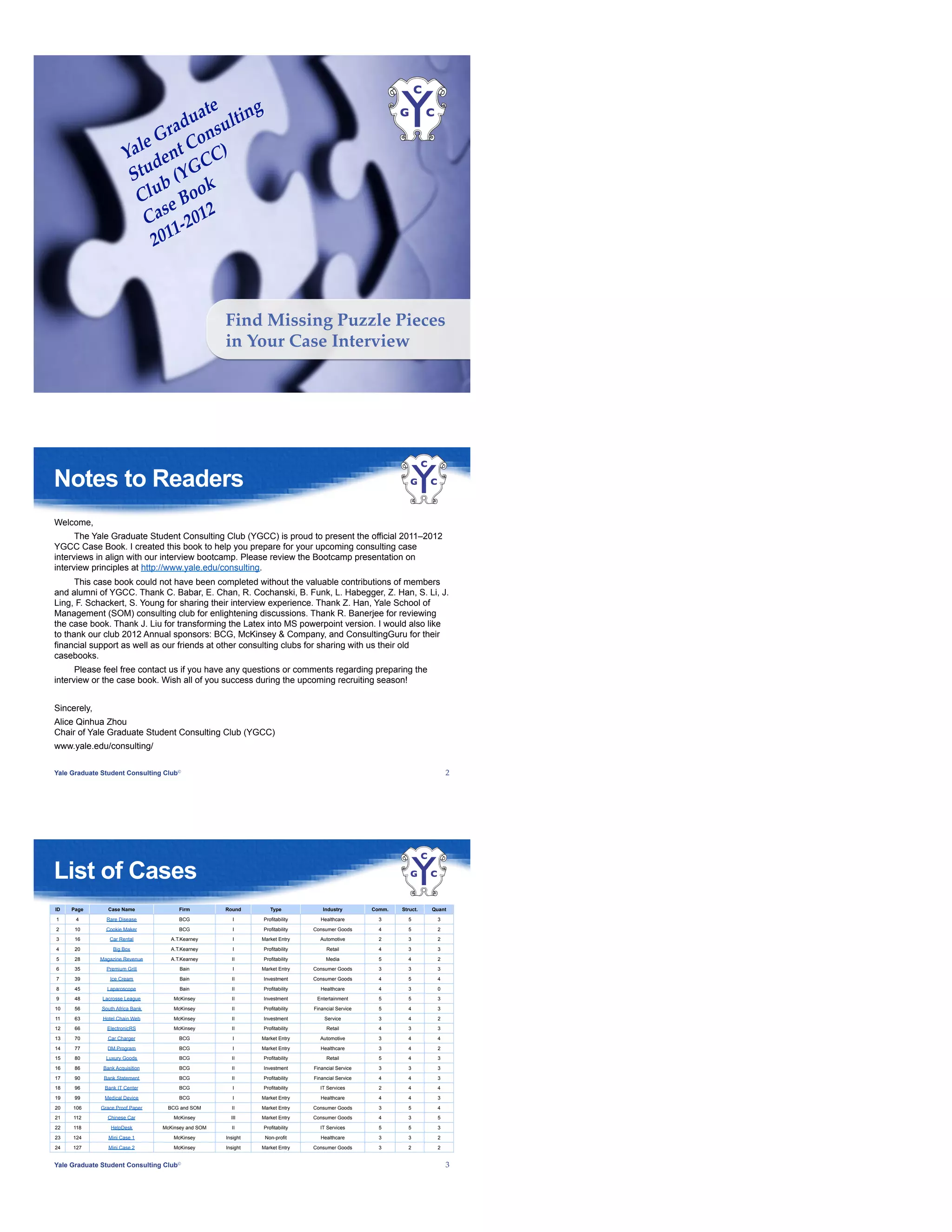 YGCC 2012 casebook preview | PPT