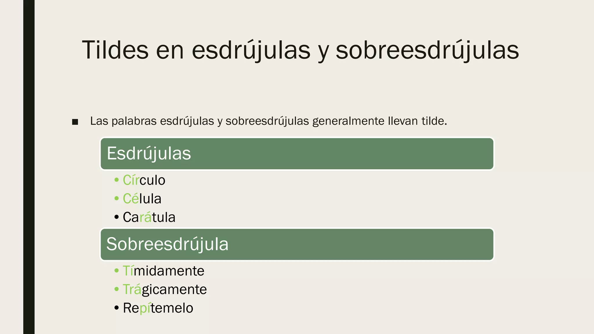Acentuacion general III: palabras esdrújulas y sobreesdrújulas | PPT