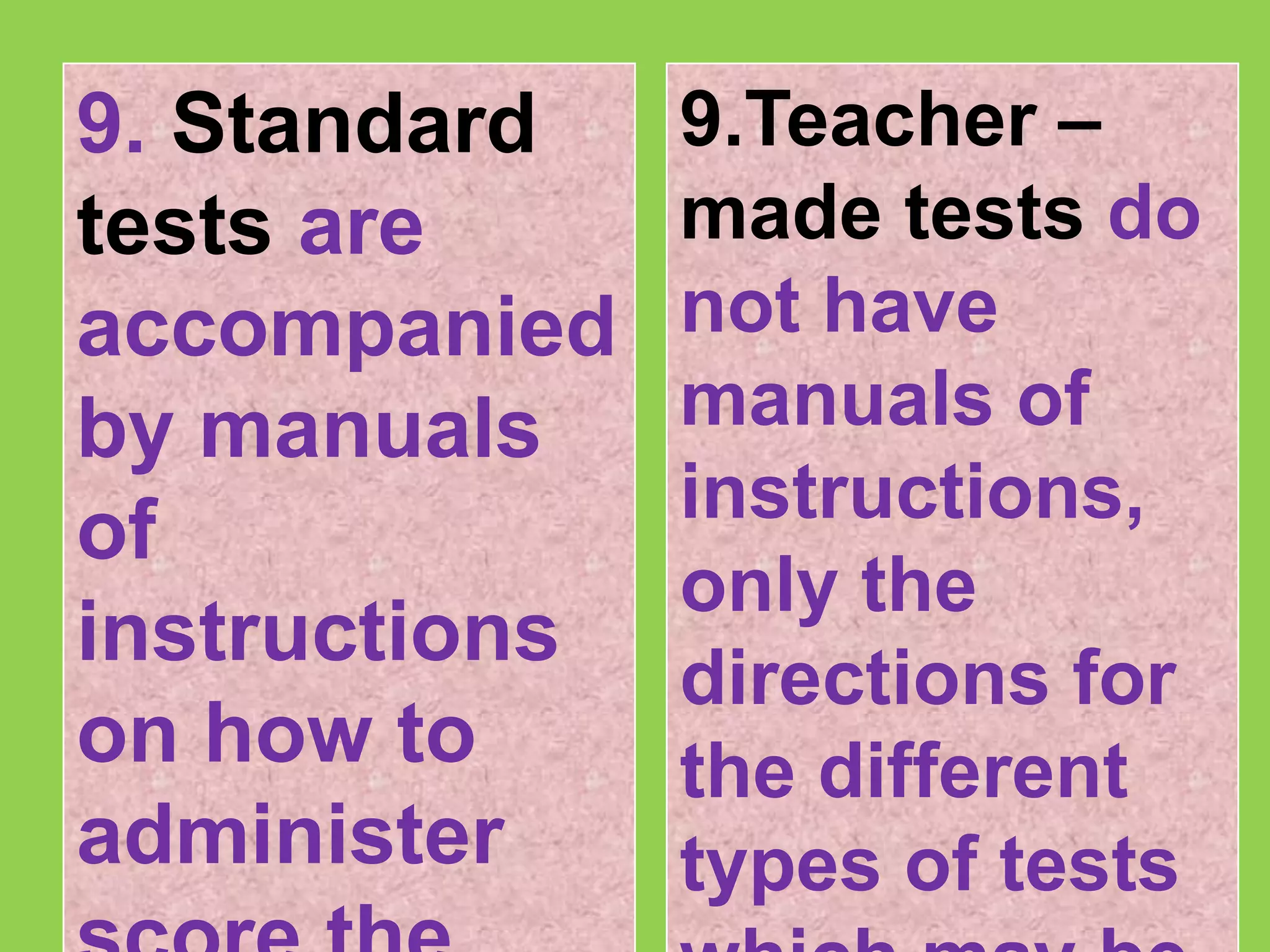 standard test vs teacher-made test | PPTX
