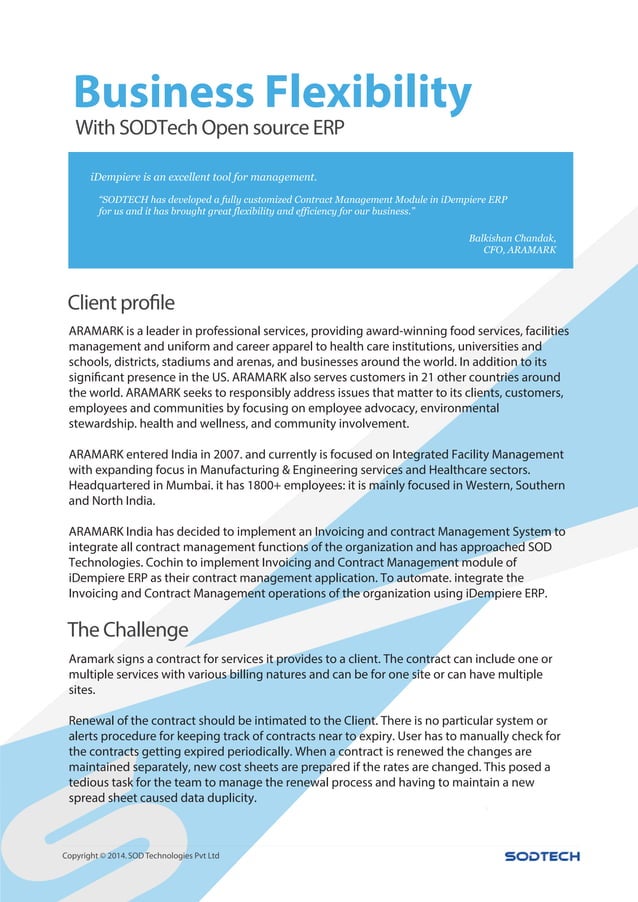 Aramark Adempiere Opensouce ERP Software - Case Study | PDF | Free Download