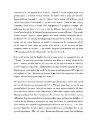 Yehovah - Pronounciation | PDF