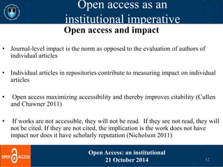 Open Access: an institutional imperative | PPTX