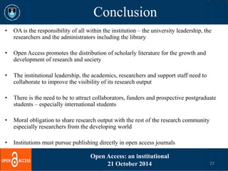 Open Access: an institutional imperative | PPTX