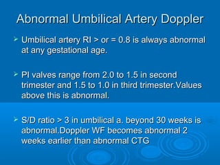 Umbilical Artery Doppler Normal Values
