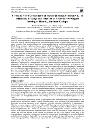 Yield and yield components of pepper (capsicum annuum l.) as influenced ...