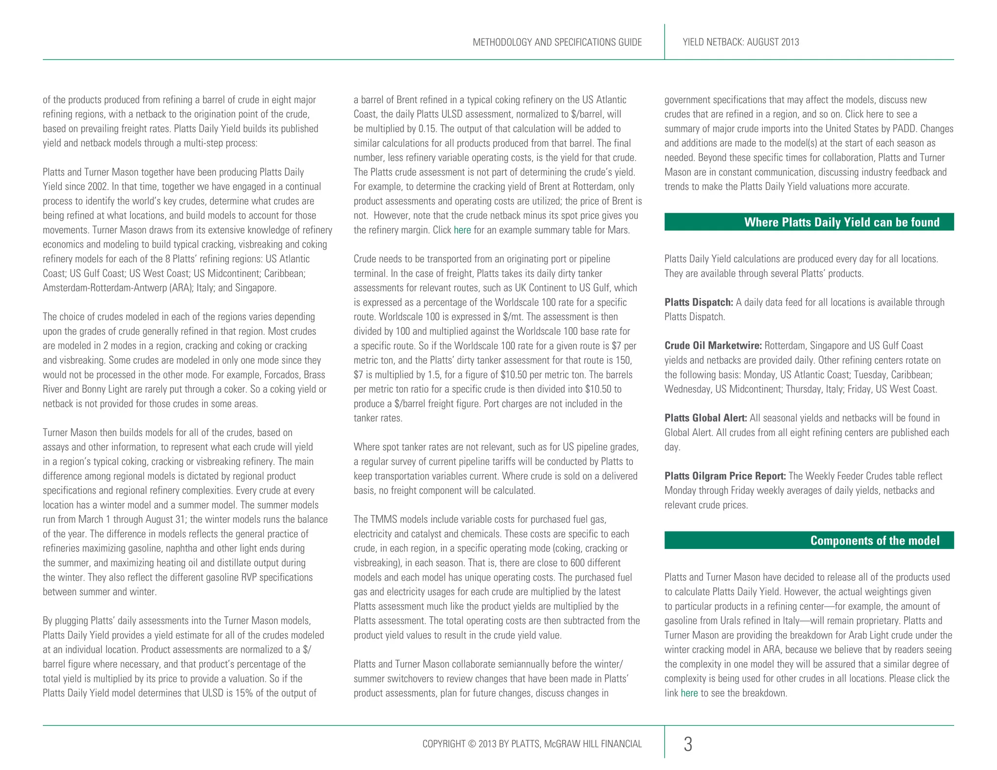 Yields netbacks-methodology Platts | PDF