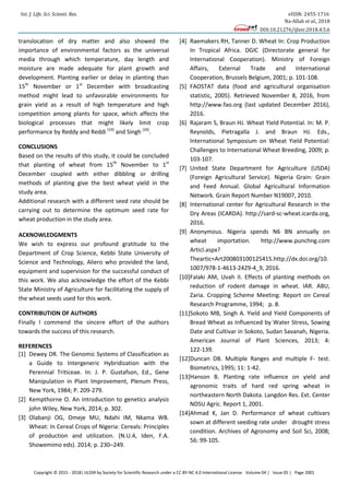 Yield of Wheat (Triticum aestivum L.) as Influenced by Planting Date ...