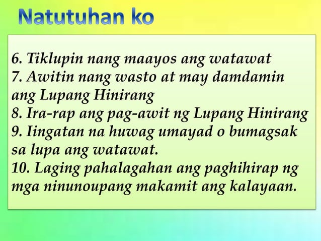 Yunit II Aralin 17 Pambansang Awit at Watawat bilang mga Sagisag ng ...