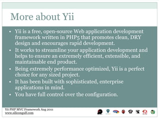 Yii PHP MVC Framework presentation silicongulf.com
