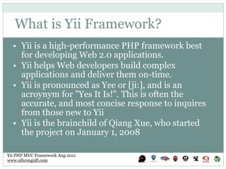 Yii PHP MVC Framework presentation silicongulf.com