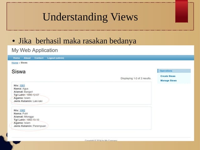 Membuat Aplikasi Kesiswaan Menggunakan Yii Framework - Bagian 2 | PPT