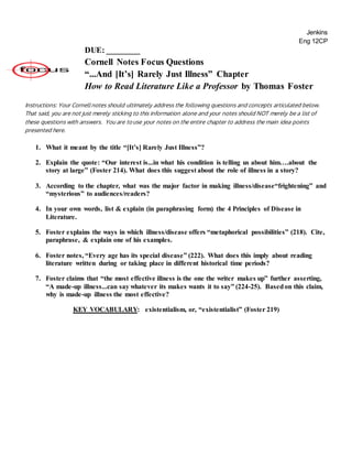 Copy of "and rarely just illness" cornell focus questions | PDF