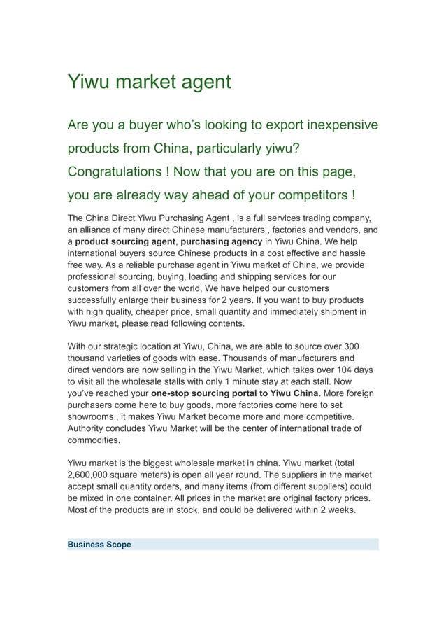 Yiwu market agent china | PDF