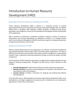 Introduction to human resourse development | PDF
