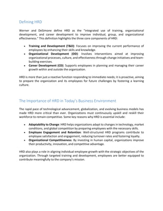 Introduction to human resourse development | PDF