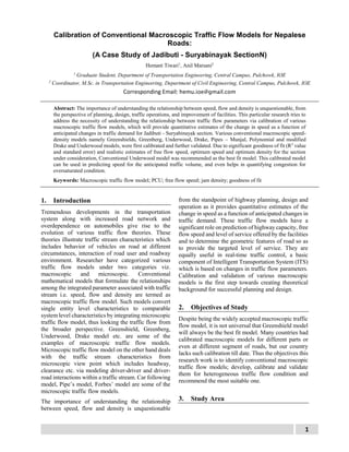 Macroscopic Traffic Flow model for nepalese roads | PDF